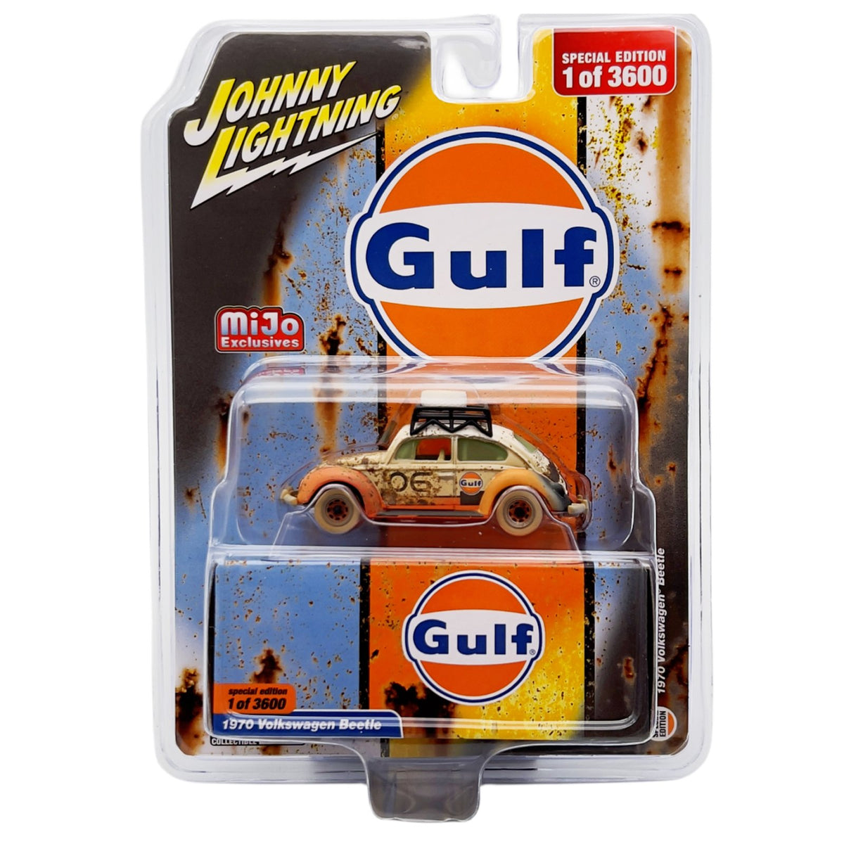 Johnny Lightning - 1970 Volkswagen Beetle Gulf Weathered w/ Rack – Blu ...