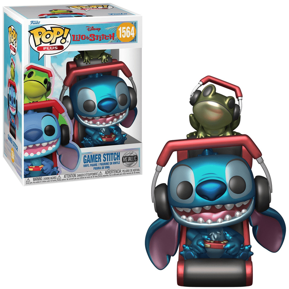 Funko - Gamer Stitch (Disney Lilo & Stich) - Metallic Pop! Vinyl Figur ...