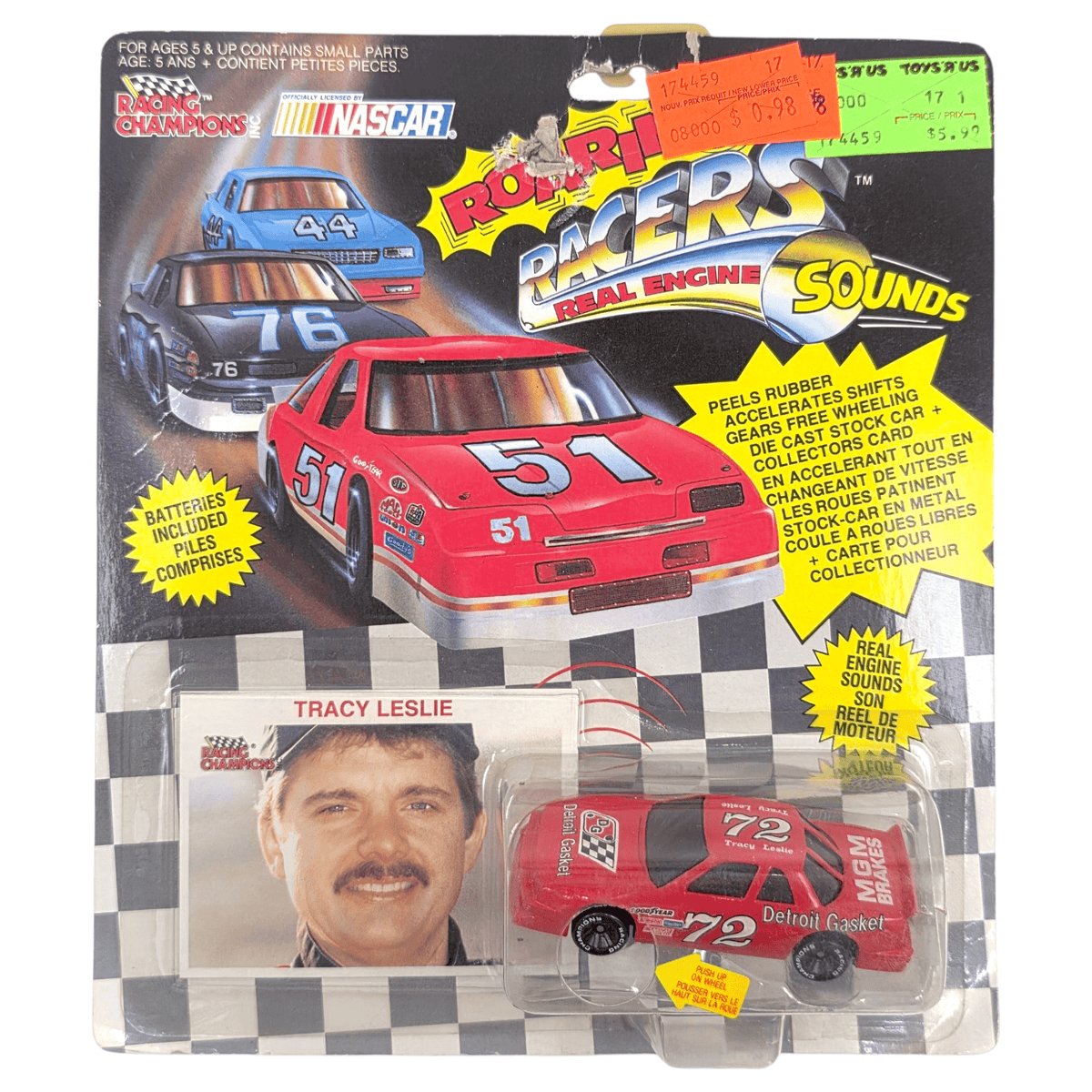 Racing Champions - Tracy Leslie Stock Car - 1991 Roaring Racers Sounds ...